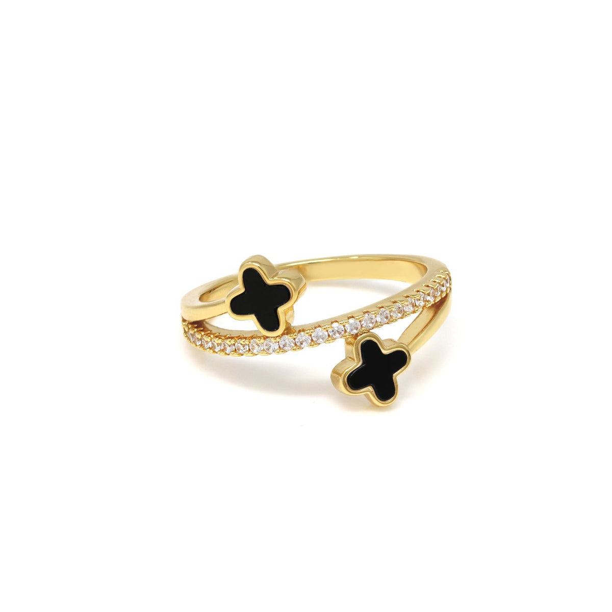 Clover Ring Stainless Steel Gold & Black | Say It With