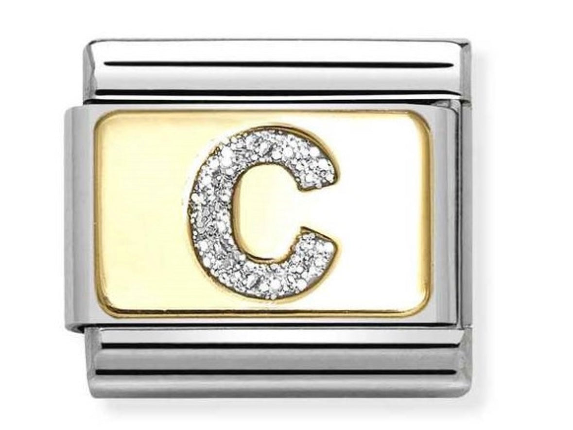 Nomination Classic Gold Glitter Letter "C" Link | Say It With