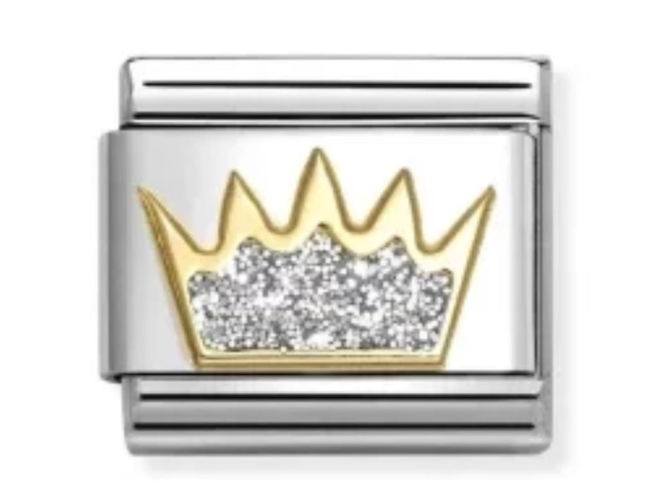 CLASSIC GLITTER ENAMEL 18K GOLD SILVER CROWN | Say It With
