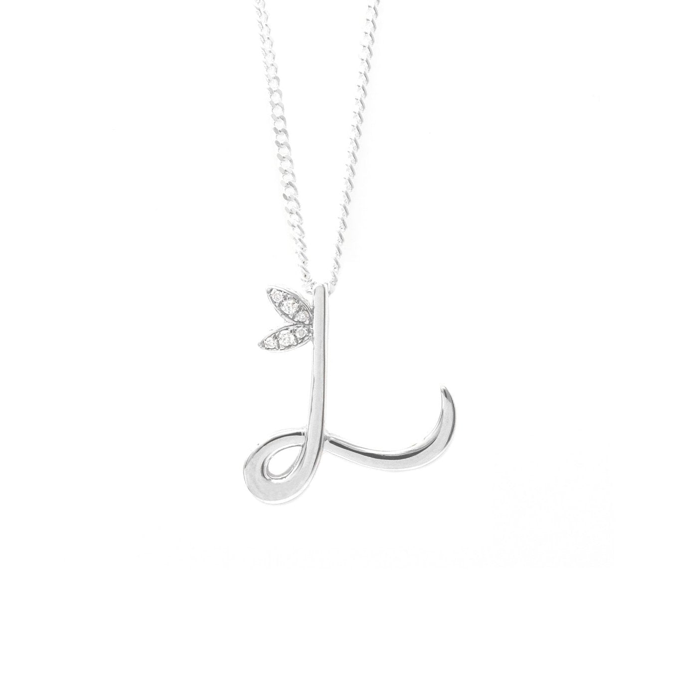 Diamond Initial Necklace - Sterling Silver Winged Initial Necklace
