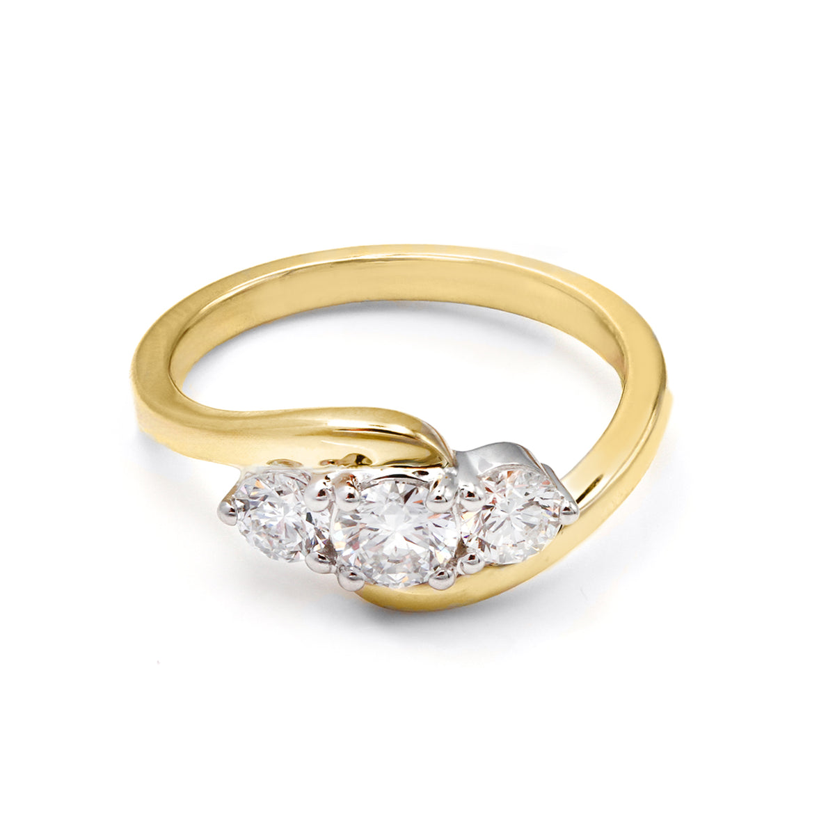 Round Trilogy 0 75ct Lab Grown Crossover Ring Gold Say It With Round Trilogy 0 75ct Lab Grown Crossover Ring Gold Say It With
