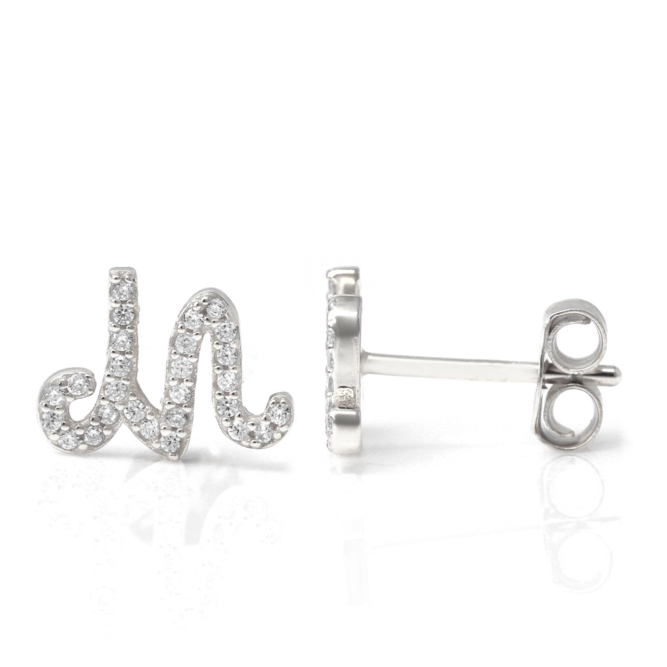 Luxe CZ Initial Earrings Silver