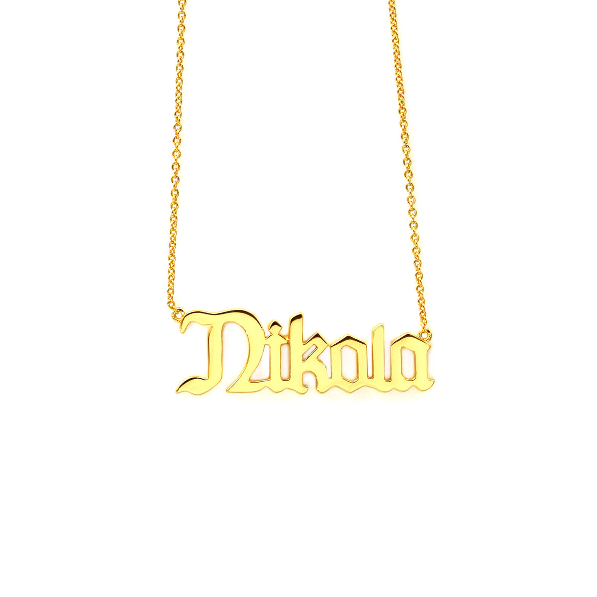 Nikola Custom Name Necklace Yellow Gold | Say It With