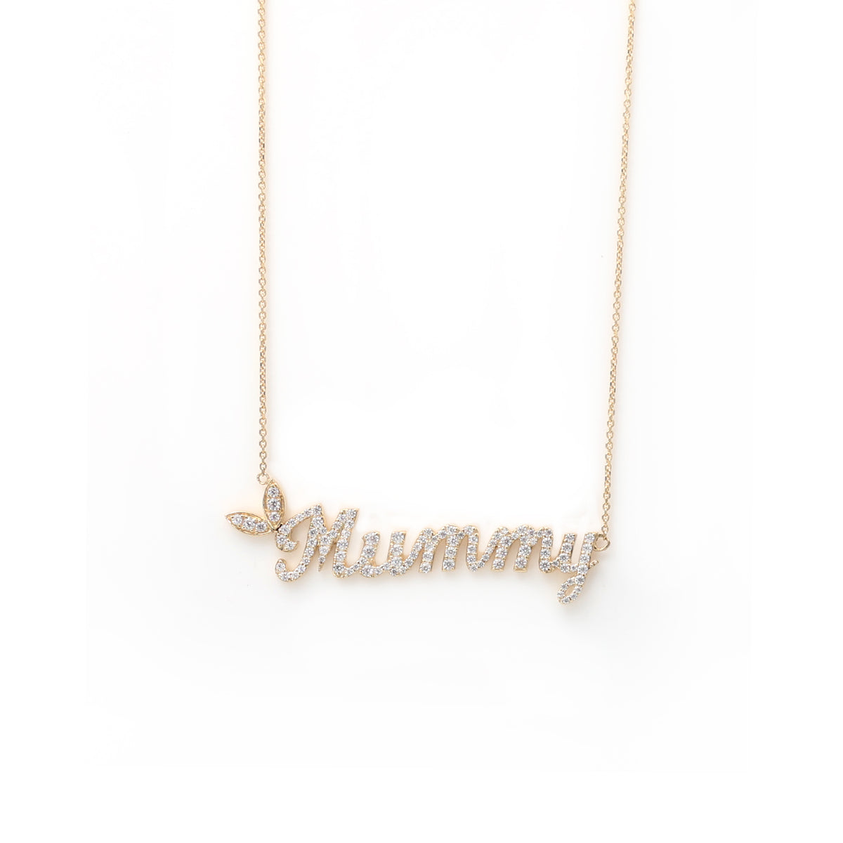 Winged Full Diamond Mummy Necklace 18ct Yellow Gold | Say It With