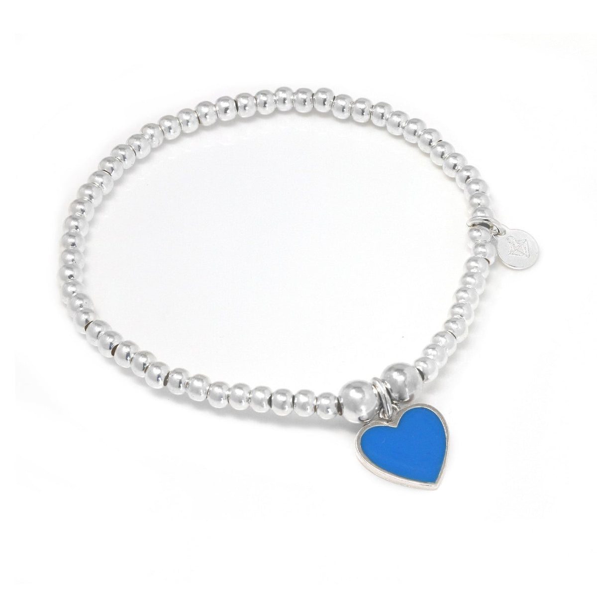 Mini Blue Heart Charm Ball Bracelet Silver | Say It With
